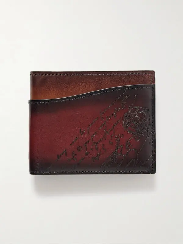 Berluti Makore Neo Scritto Venezia Leather Billfold Wallet - Brown