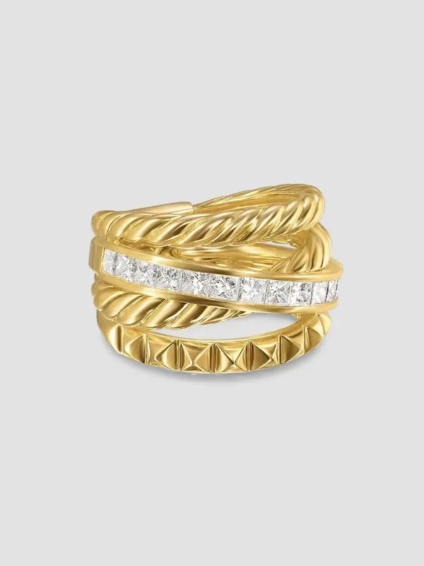 David Yurman Crossover Trio Four Row Ring In 18k Yellow