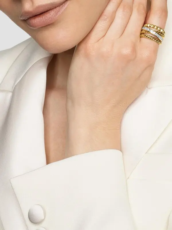 David Yurman Crossover Trio Four Row Ring In 18k Yellow