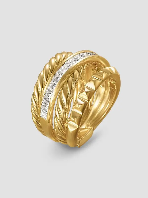 David Yurman Crossover Trio Four Row Ring In 18k Yellow