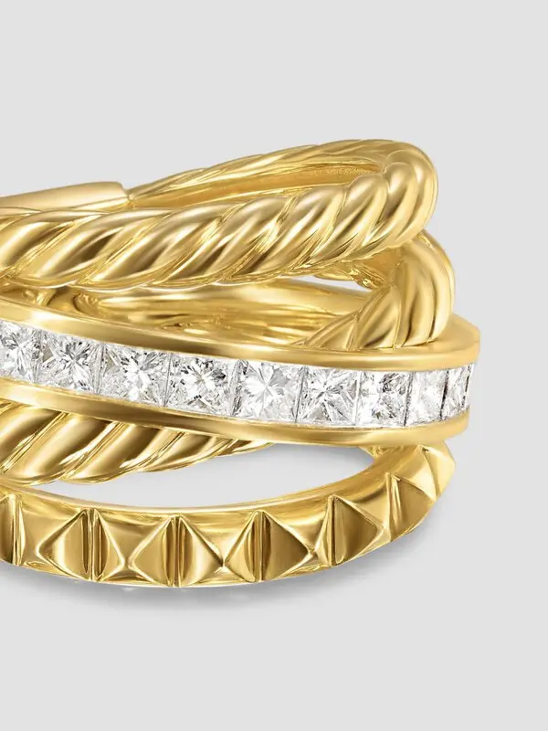 David Yurman Crossover Trio Four Row Ring In 18k Yellow