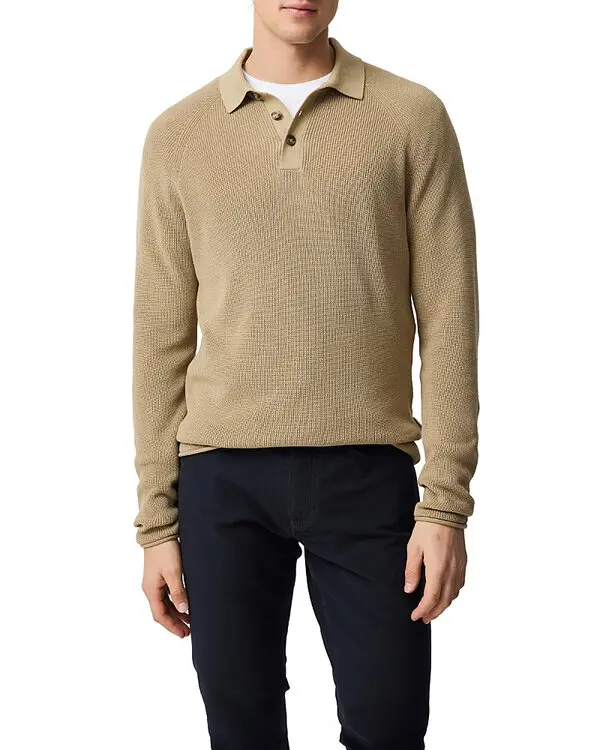Rodd & Gunn Eastern Bush Regular Fit Knit Long Sleeve Polo Shirt - Camel