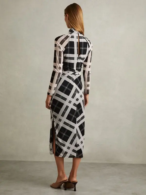 REISS Darla Checked Midi Dress