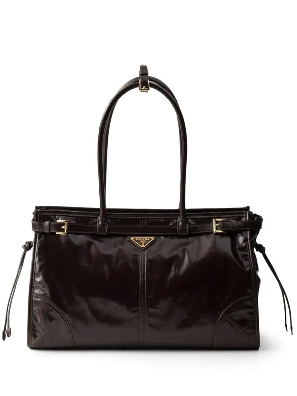 Prada Bonnie Large Leather Handbag - Brown