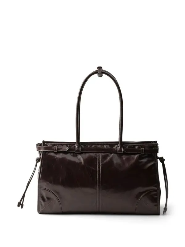 Prada Bonnie Large Leather Handbag - Brown