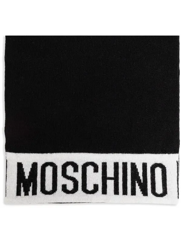 Moschino Intarsia Knit-logo Scarf - Black