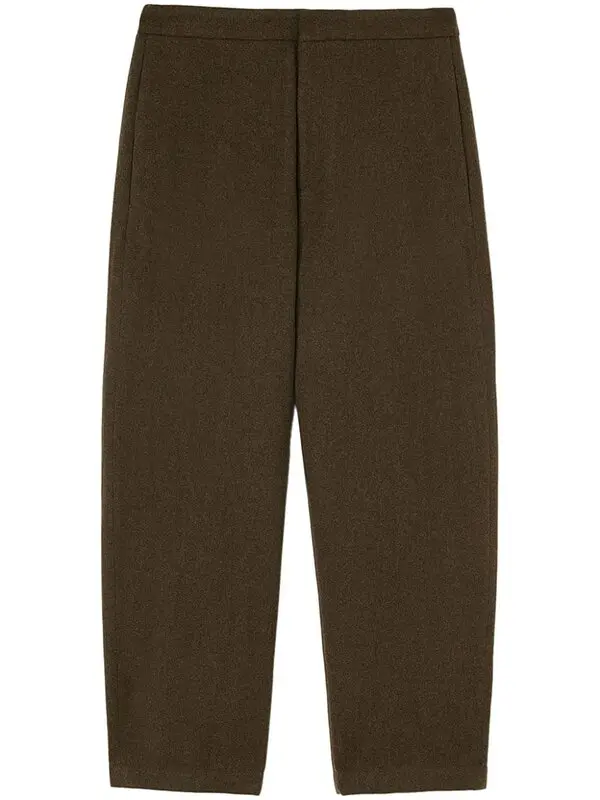JIL SANDER Logo-patch Wool Trousers - Brown