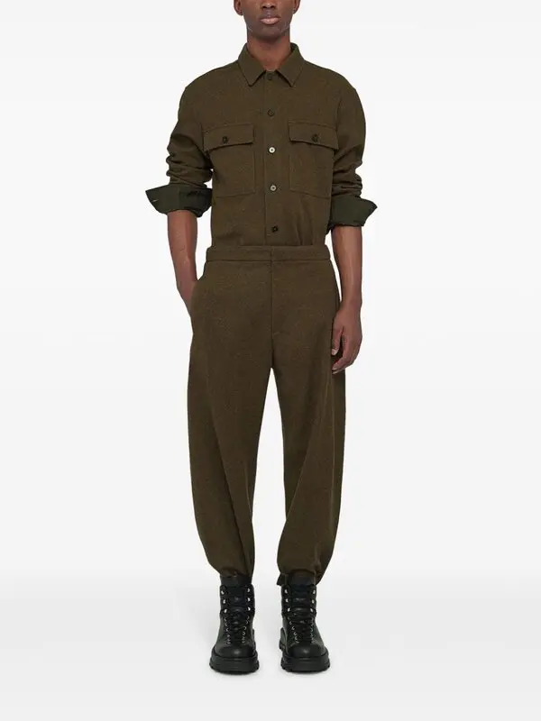 JIL SANDER Logo-patch Wool Trousers - Brown