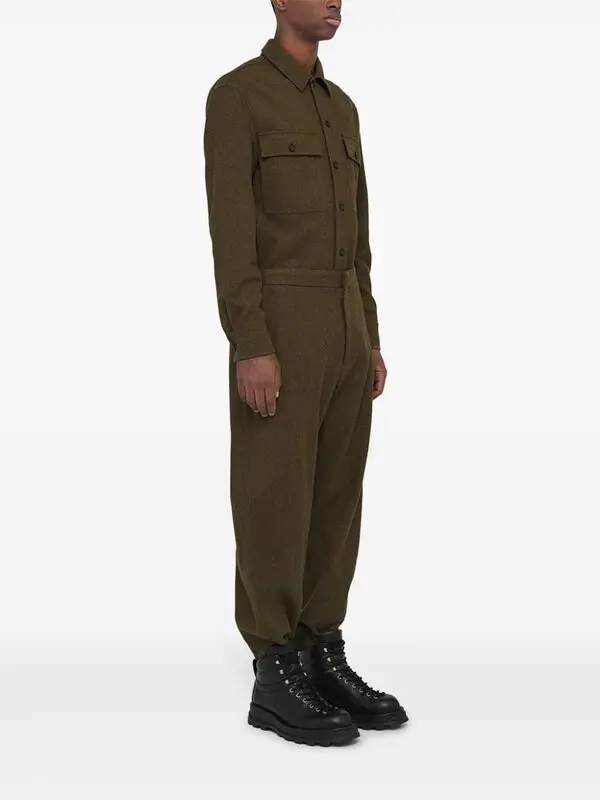 JIL SANDER Logo-patch Wool Trousers - Brown