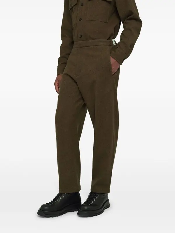 JIL SANDER Logo-patch Wool Trousers - Brown