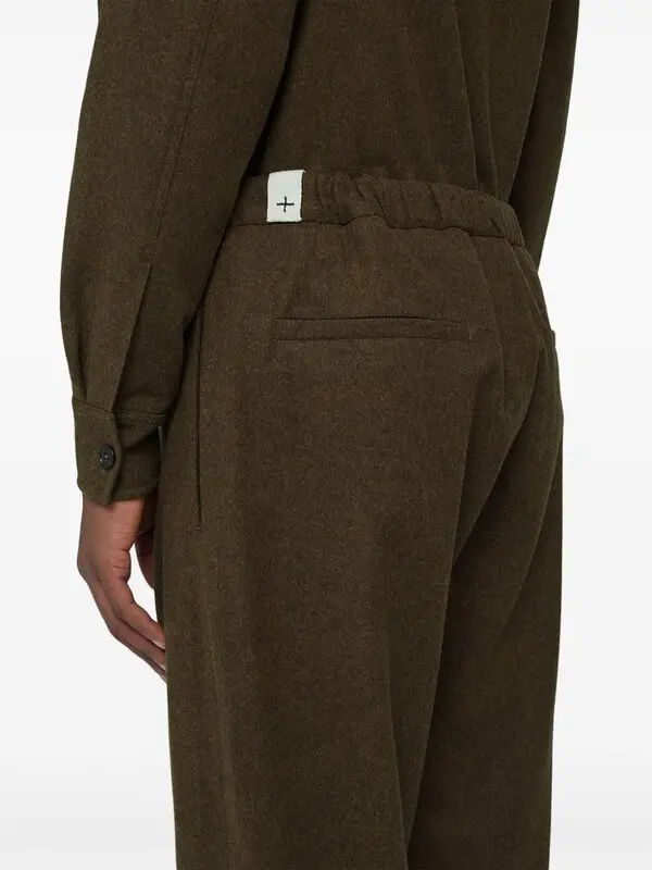JIL SANDER Logo-patch Wool Trousers - Brown