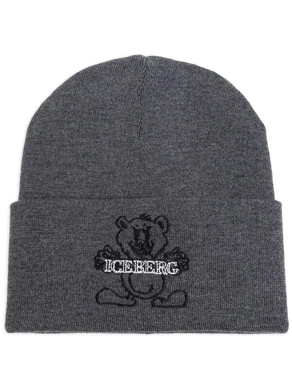 Iceberg Logo-embroidered Wool Beanie - Grey