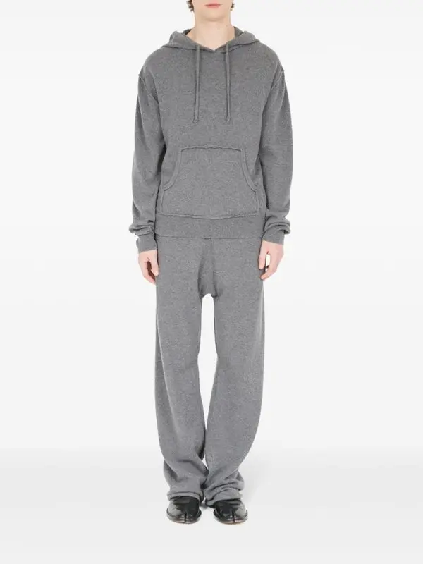 MAISON MARGIELA Pouch-pocket Knitted Drawstring Hoodie - Grey