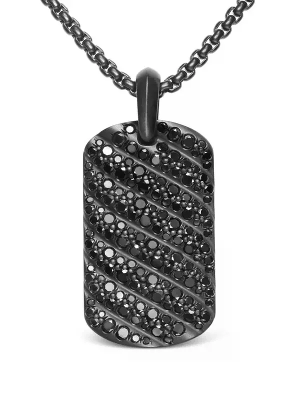 David Yurman Sculpted Cable Diamond Tag - Black
