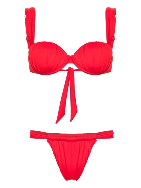 NOIRE SWIMWEAR Ruched Bikini Set - Red