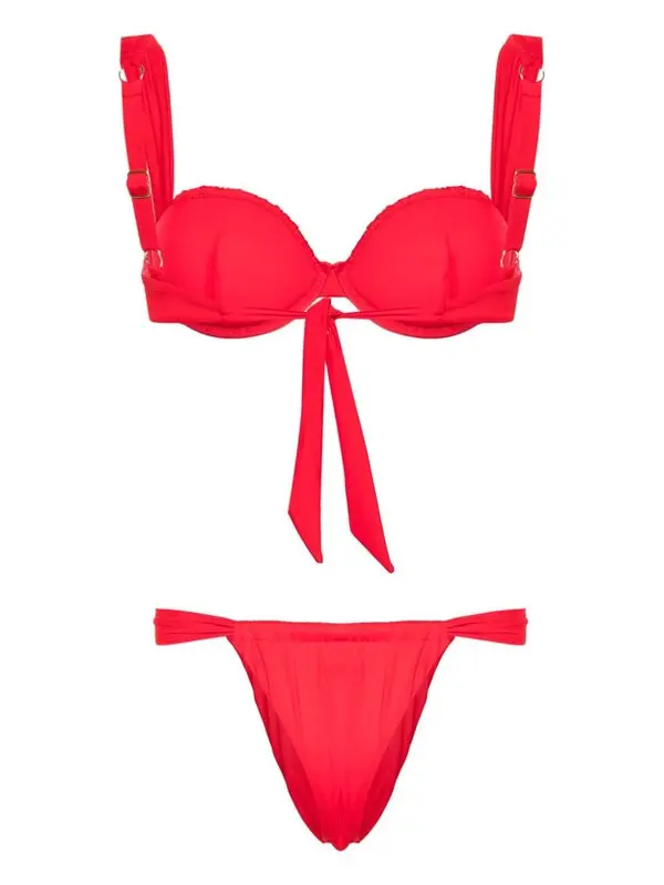 NOIRE SWIMWEAR Ruched Bikini Set - Red