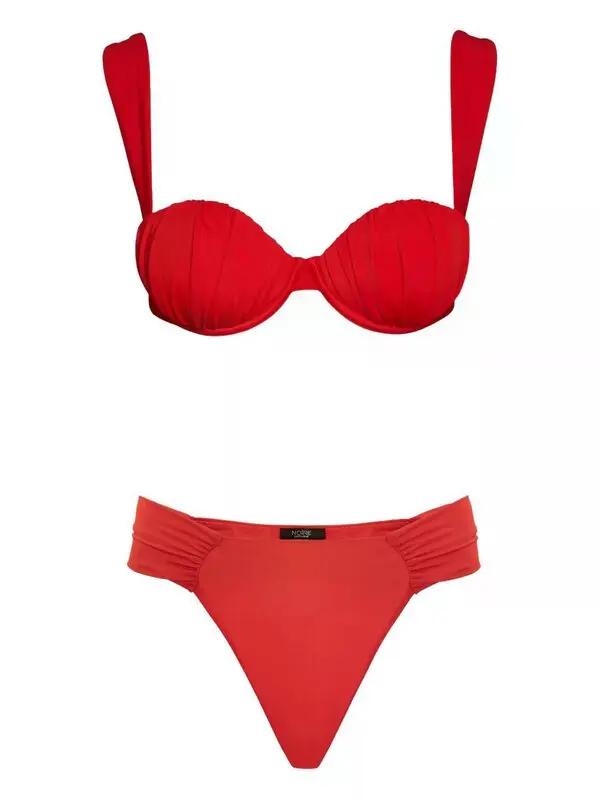 NOIRE SWIMWEAR Ruched Balconette Bikini - Red