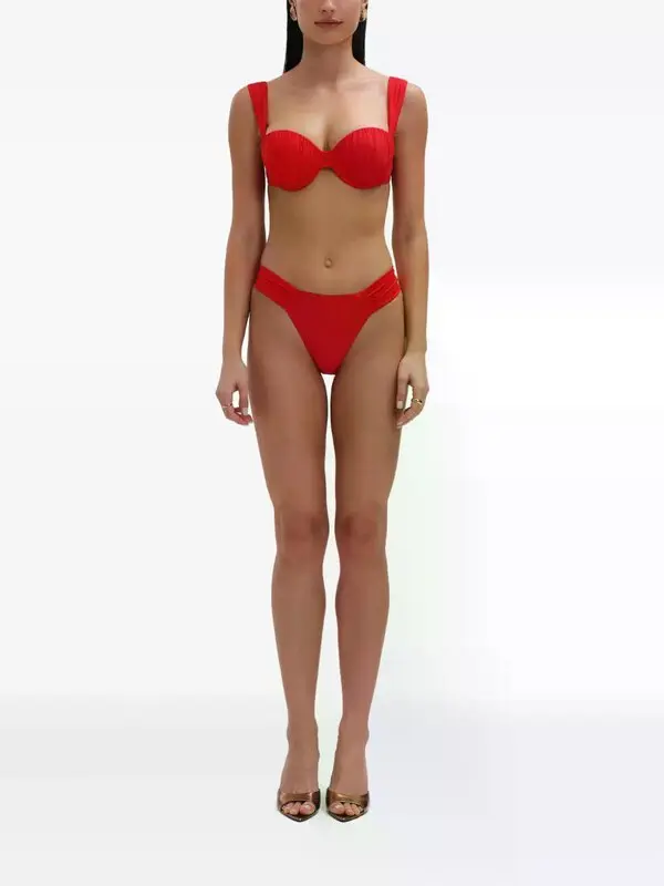 NOIRE SWIMWEAR Ruched Balconette Bikini - Red