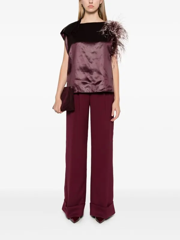 FERRAGAMO Feather-bouquet Asymmetric Top