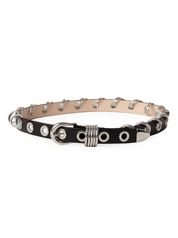 DEHANCHE Revenge Ring Leather Belt - Black Silver