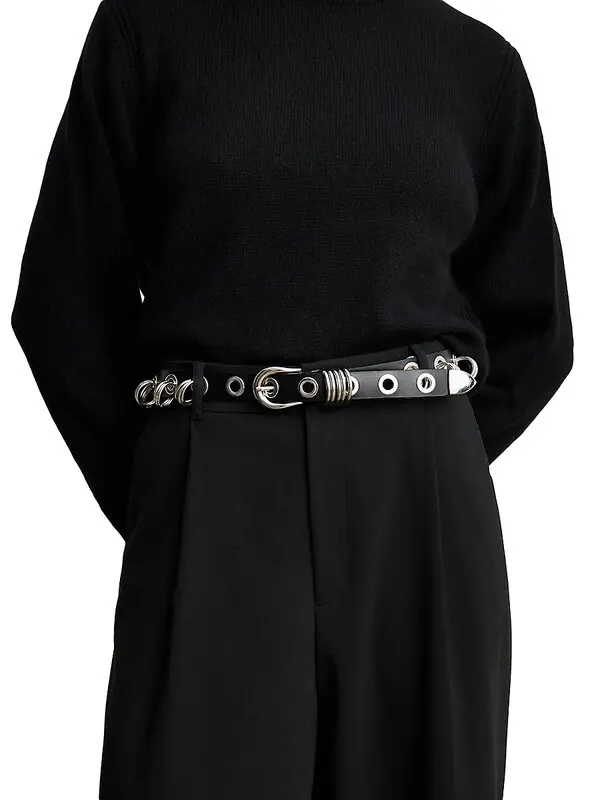 DEHANCHE Revenge Ring Leather Belt - Black Silver