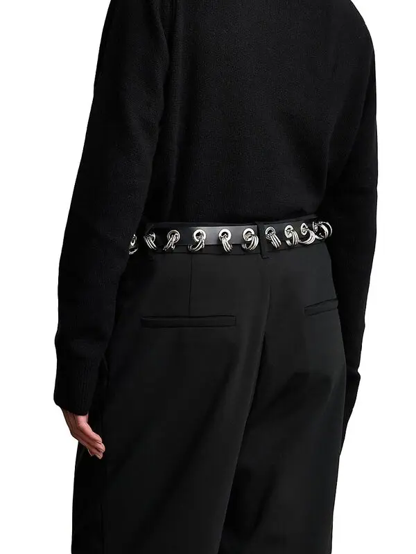 DEHANCHE Revenge Ring Leather Belt - Black Silver