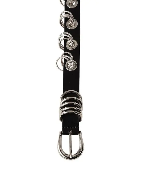 DEHANCHE Revenge Ring Leather Belt - Black Silver