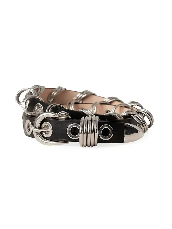 DEHANCHE Revenge Ring Leather Belt - Black Silver