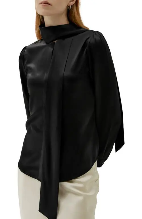 Lilysilk Bow-tie Neck Silk Blouse - Black