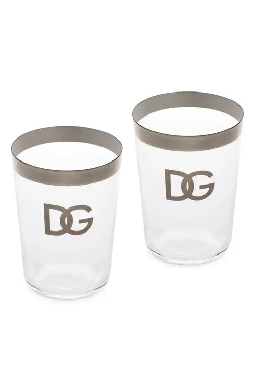 Dolce & Gabbana Dg Logo Set Of 2 Soft Drinks Glasses - Trasp/silver