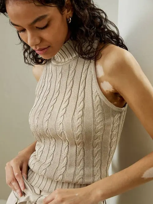 Lilysilk Wild Silk Sleeveless Sweater - Beige