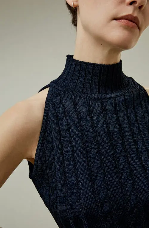 Lilysilk Wild Silk Sleeveless Sweater - Navy Blue