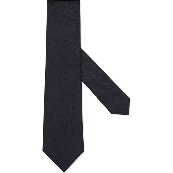 Zegna Grid Silk Neck Tie - Navy