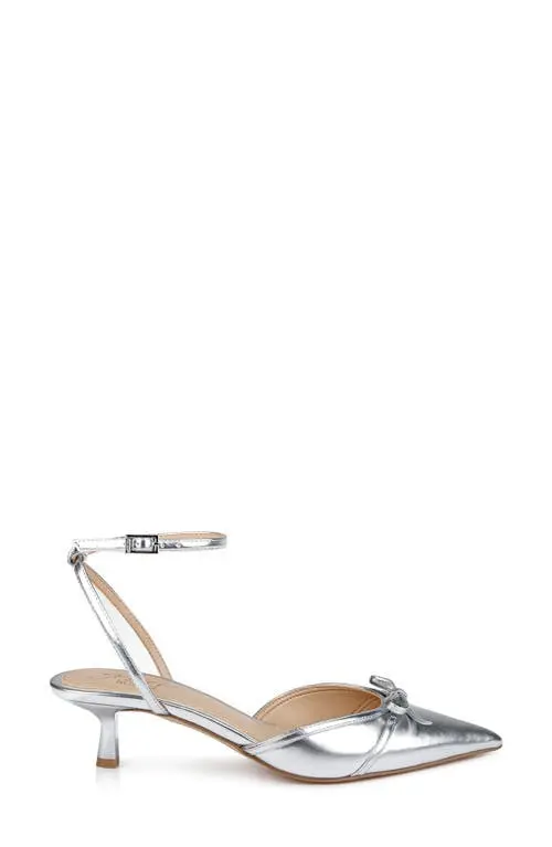 Badgley Mischka Talasia Pointed Toe Kitten Heel Pump - Silver Metallic