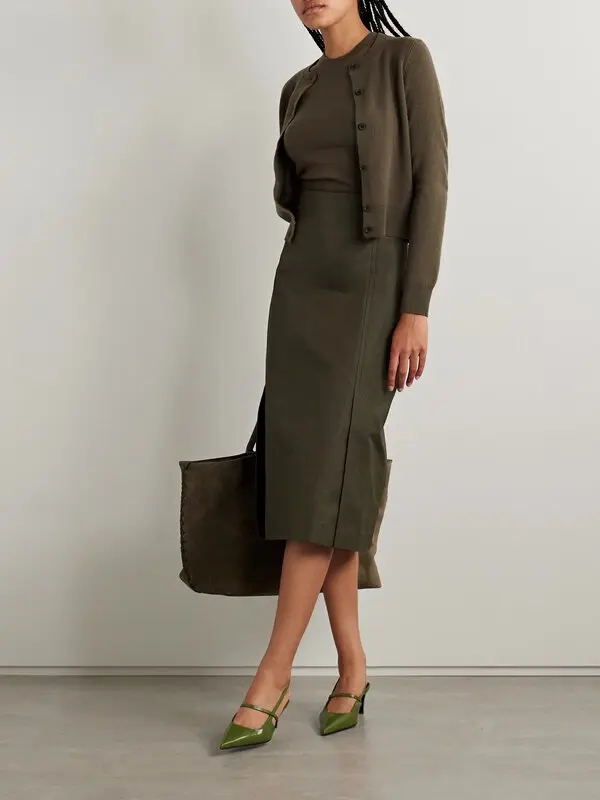 Sasuphi Cotton-gabardine Midi Skirt