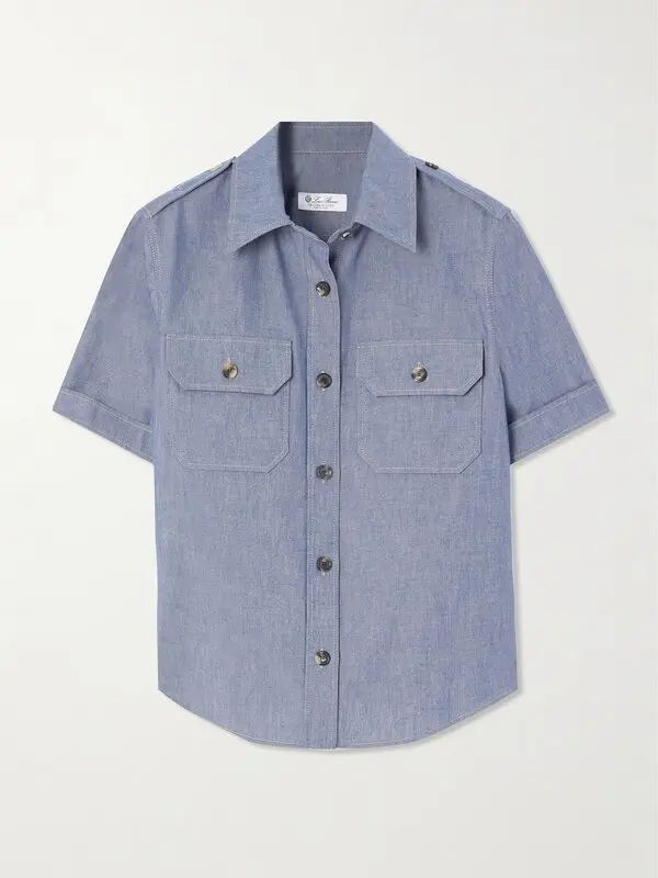 Loro Piana Annalisa Cotton And Cashmere-blend Shirt - Blue