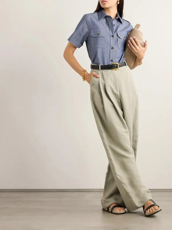 Loro Piana Annalisa Cotton And Cashmere-blend Shirt - Blue