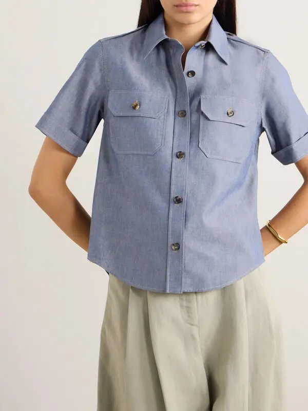 Loro Piana Annalisa Cotton And Cashmere-blend Shirt - Blue