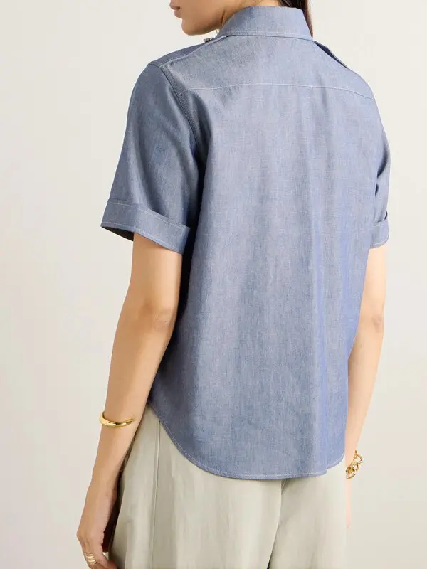 Loro Piana Annalisa Cotton And Cashmere-blend Shirt - Blue
