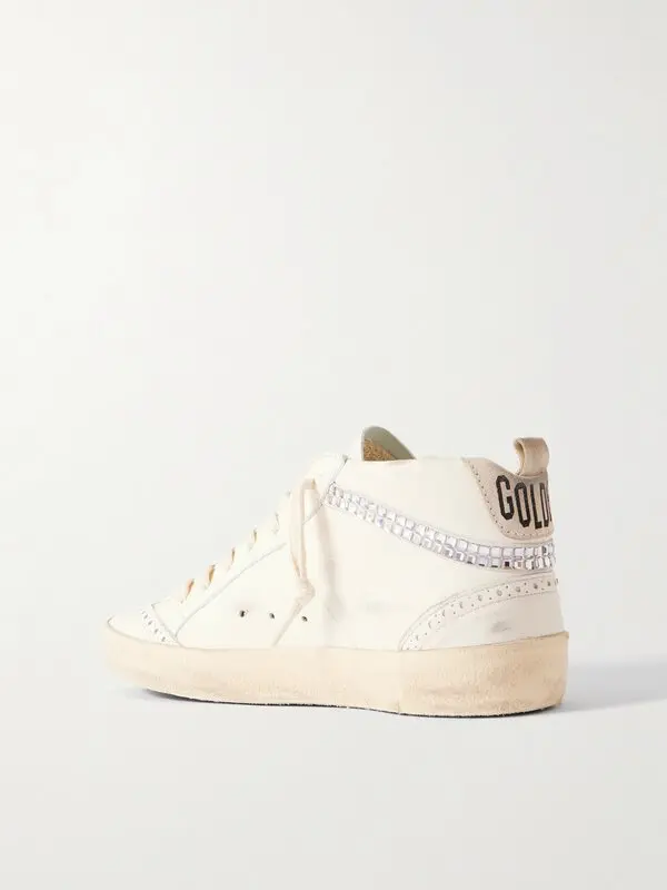 GOLDEN GOOSE Mid Star Distressed Leather Sneakers - White