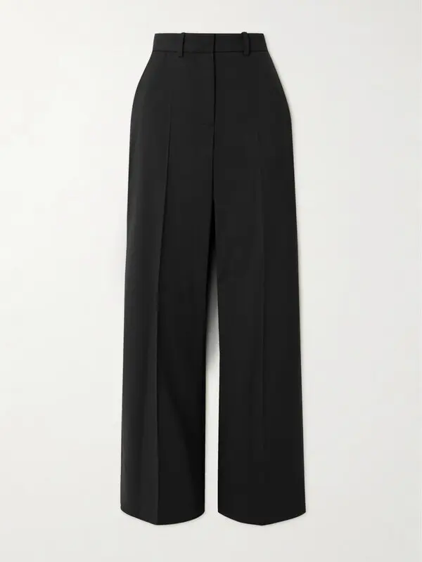 JOSEPH Pleated Straight-leg Pants - Black