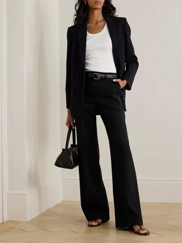 JOSEPH Pleated Straight-leg Pants - Black