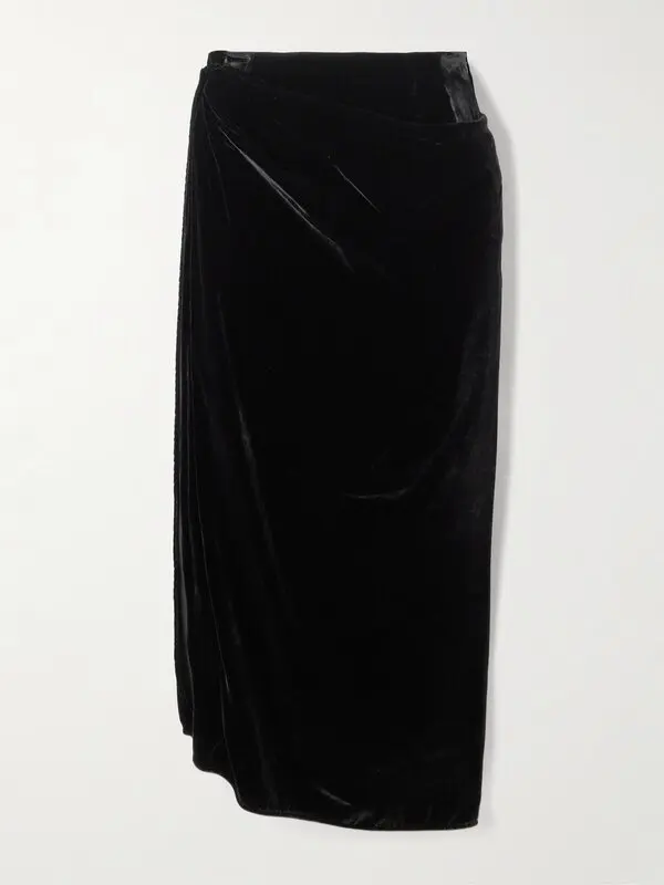 Etro Convertible Wrap-effect Velvet Midi Skirt