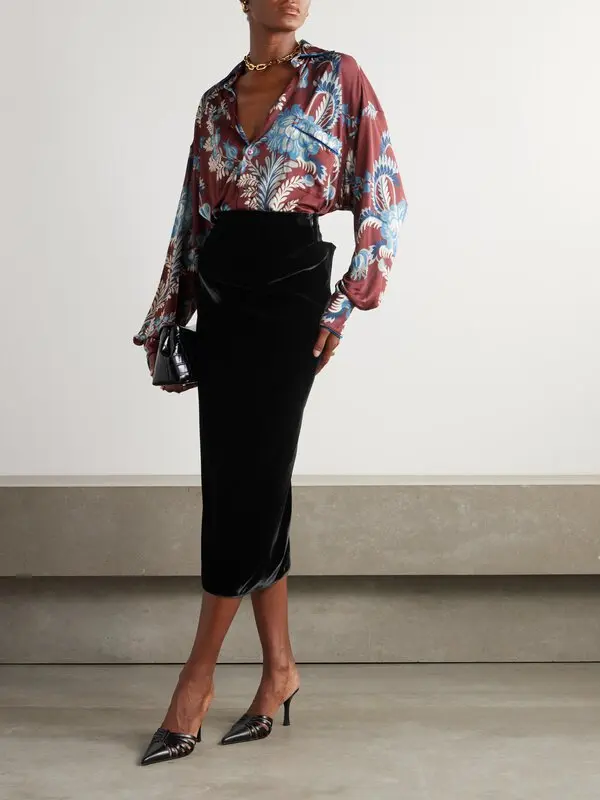 Etro Convertible Wrap-effect Velvet Midi Skirt