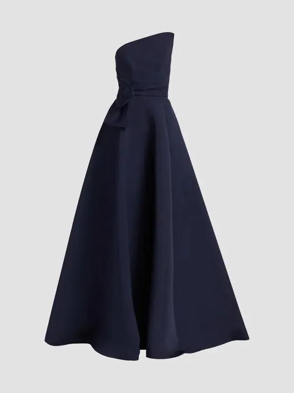 Amsale Asymmetrical Strapless Gown - Navy
