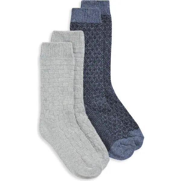 Hue Textured Crew Socks 2-pack Assortment - Blue Pack