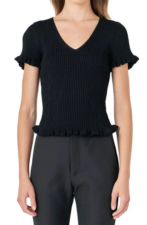 Endless Rose Lettuce Edge Ribbed Top