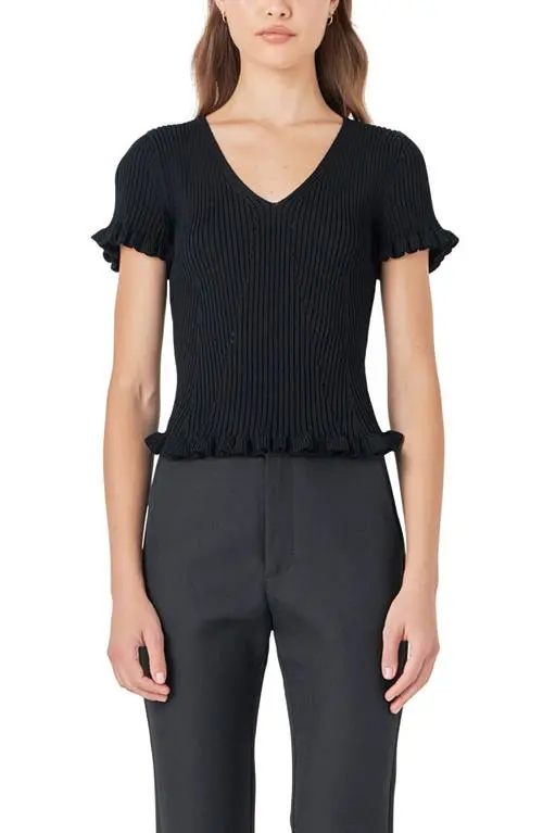 Endless Rose Lettuce Edge Ribbed Top