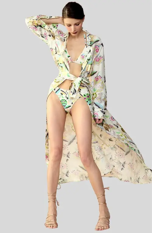 Cynthia Rowley Linen Shirt Dress - White Floral | Editorialist