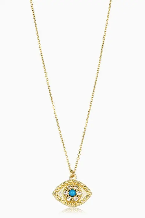 ORADINA 14k Evil Eye Pendant Necklace - Yellow Gold